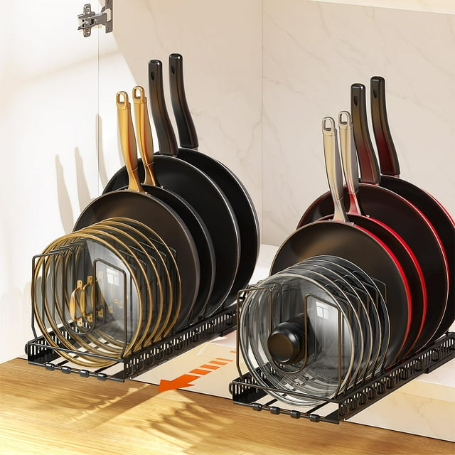 Housolution 2 Pack Pull Out Pot Lid Organizer for Under Cabinet, Slide ...
