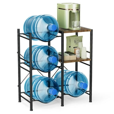 5 Gallon Water Jug Holder with 3 Tier Wood Storage Shelves 4 Slots ...