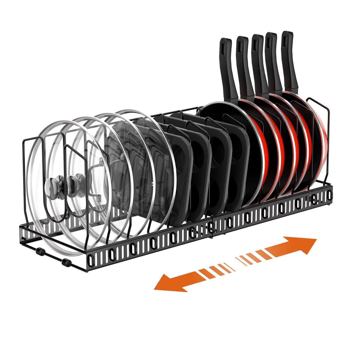 Housolution Pot Lid Organizer, Upgraded Expandable Pot and Pan ...