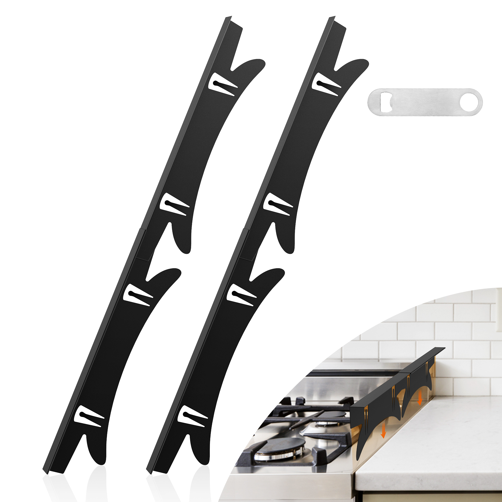 Silicone Stove Gap Covers (2 Pack), Kitchen Heat Resistant Oven Gap ...