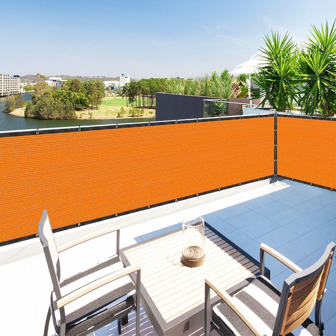 Houssity Orange 2' x 33' Balcony Deck Fence Privacy Screen Cover Panel Shade Cloth Fabric for ...