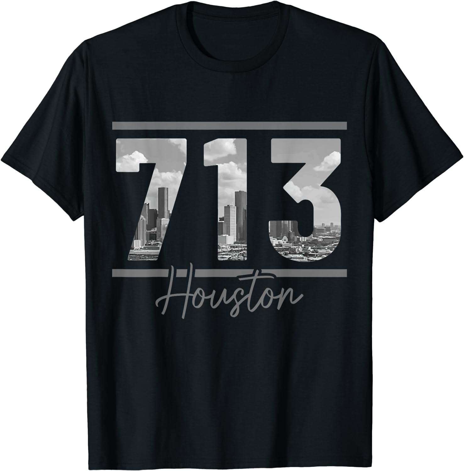 Houston 713 Area Code Skyline Texas Pride Vintage T-Shirt Black Medium ...