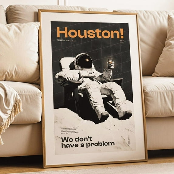 Houston Astronaut Poster - Relaxing Space Explorer Art Print - Retro ...