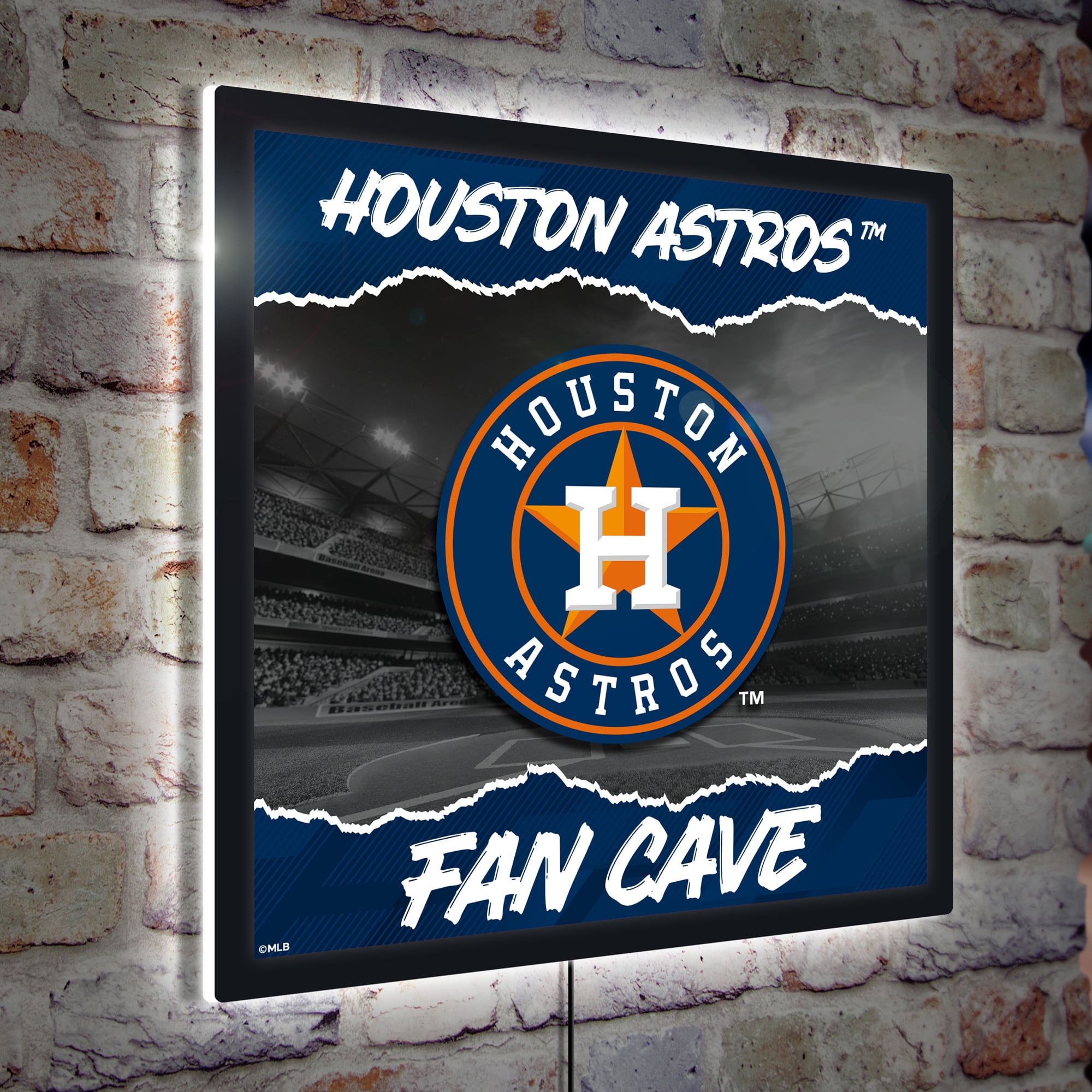Houston Astros 23" LED Fan Cave Square-Shaped Lighted Wall Sign ...