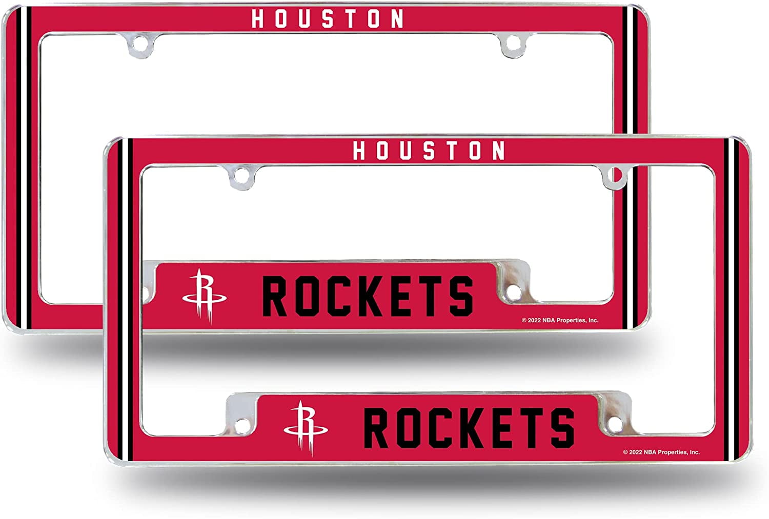 Houston Basketball Rockets (Set of 2) Chrome Metal License Plate Frames ...