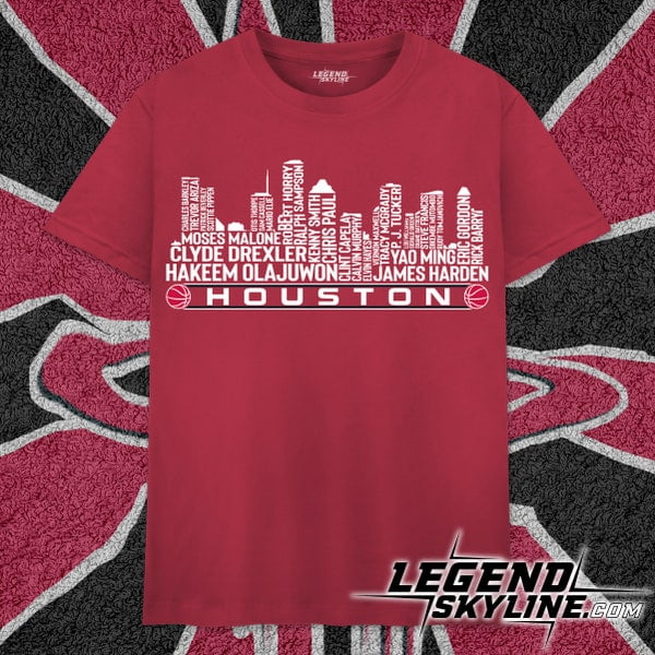Houston Basketball Team All Time Legends, Houston City Skyline shirt ...