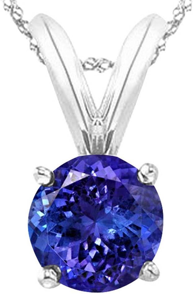 Houston Diamond District 1/2-5 Carat Round Tanzanite 4 Prong Pendant ...