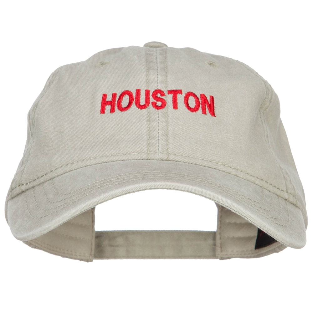 Houston Embroidered Washed Buckled Cap - Khaki OSFM - Walmart.com