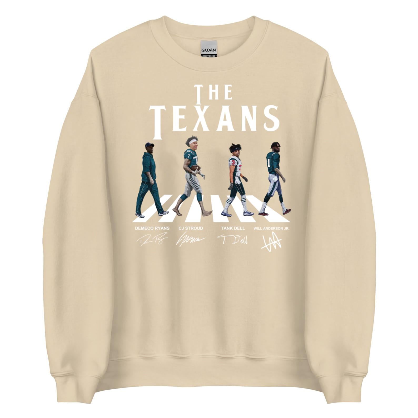 Houston Football Stars Tribute Shirt, Abbey Road Style Crossover Tee, Gridiron Team Graphic ...