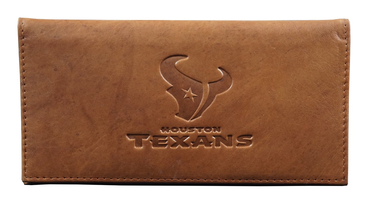 Houston Football Texans Brown Leather Checkbook Cover For Men & Women ...