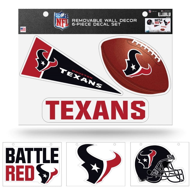 Houston Football Texans Set of 6 Removable Wall Decal Stickers ...