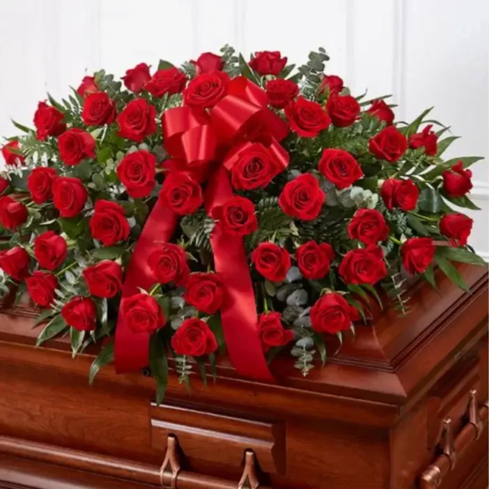 Houston Fresh Flowers Half Casket Red Roses - Deluxe - Walmart.com