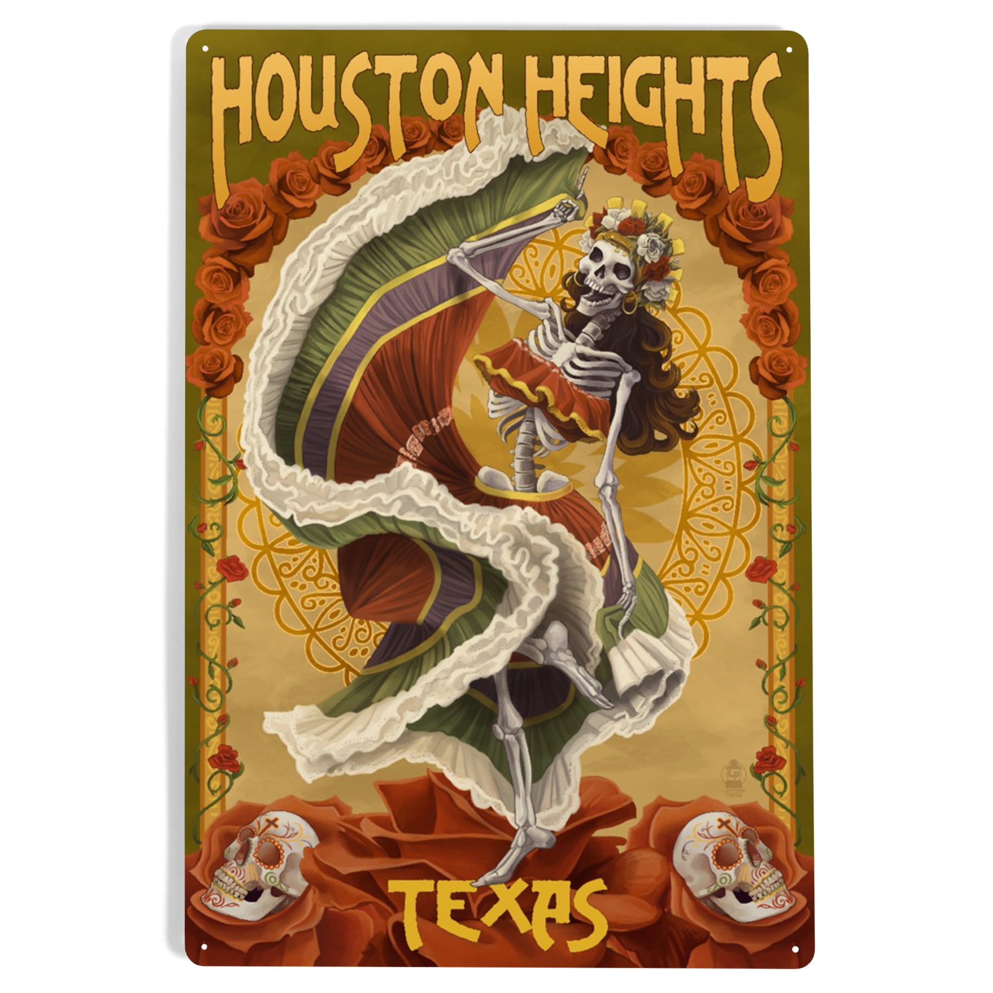 Houston Heights, Texas, Day of the Dead Skeleton Dancing (12x18 ...
