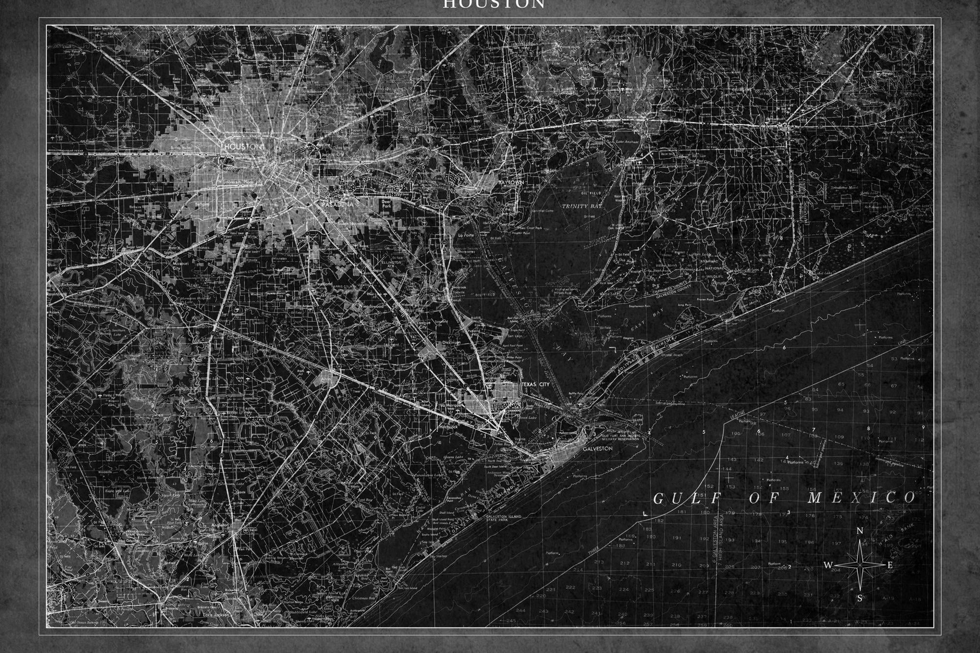 Art.com Houston Map A Giclee Print by GI ArtLab, 18" x 12" - Walmart.com