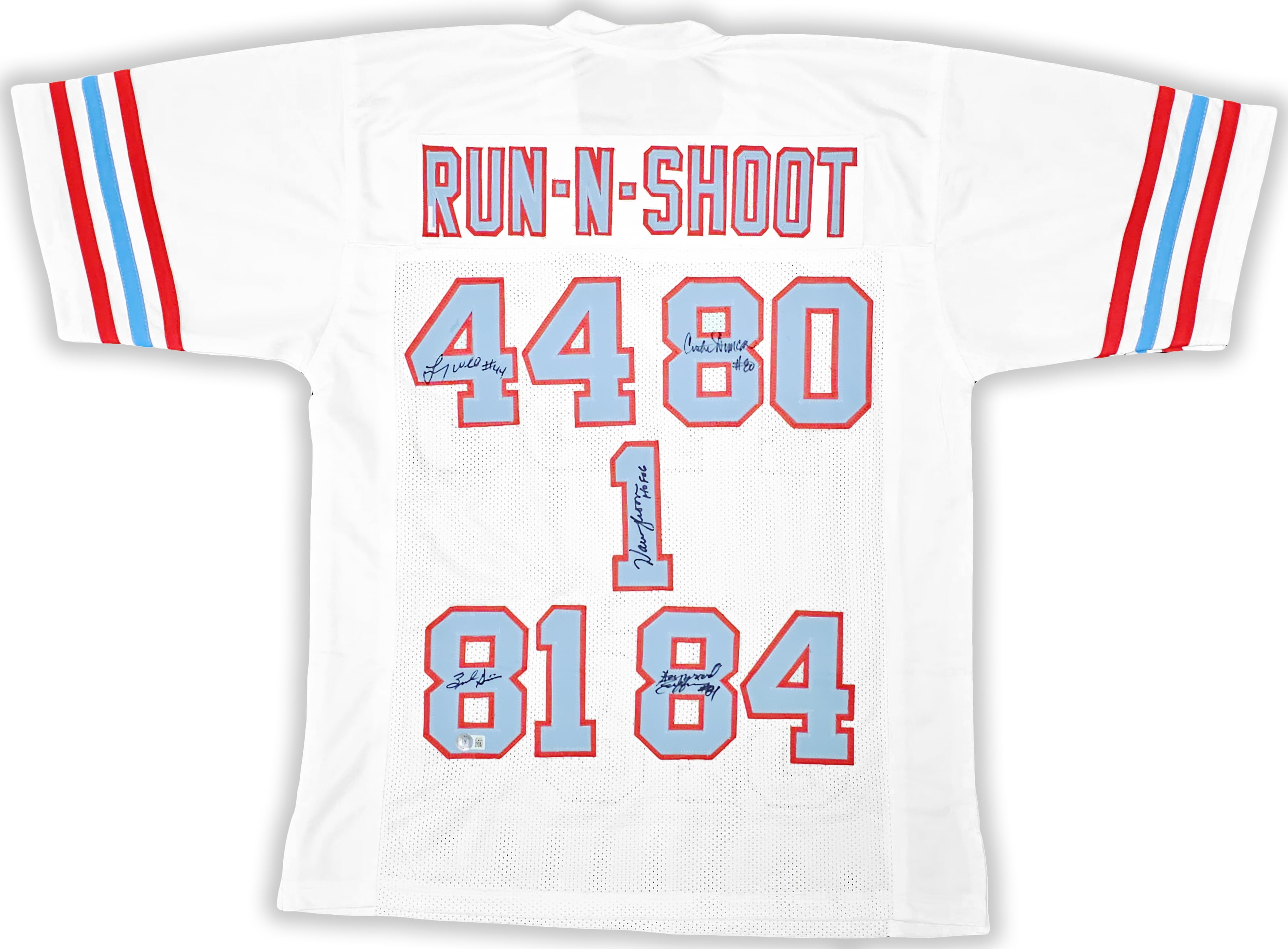 Houston Oilers Run & Shoot Autographed White Jersey With 5 Signatures ...
