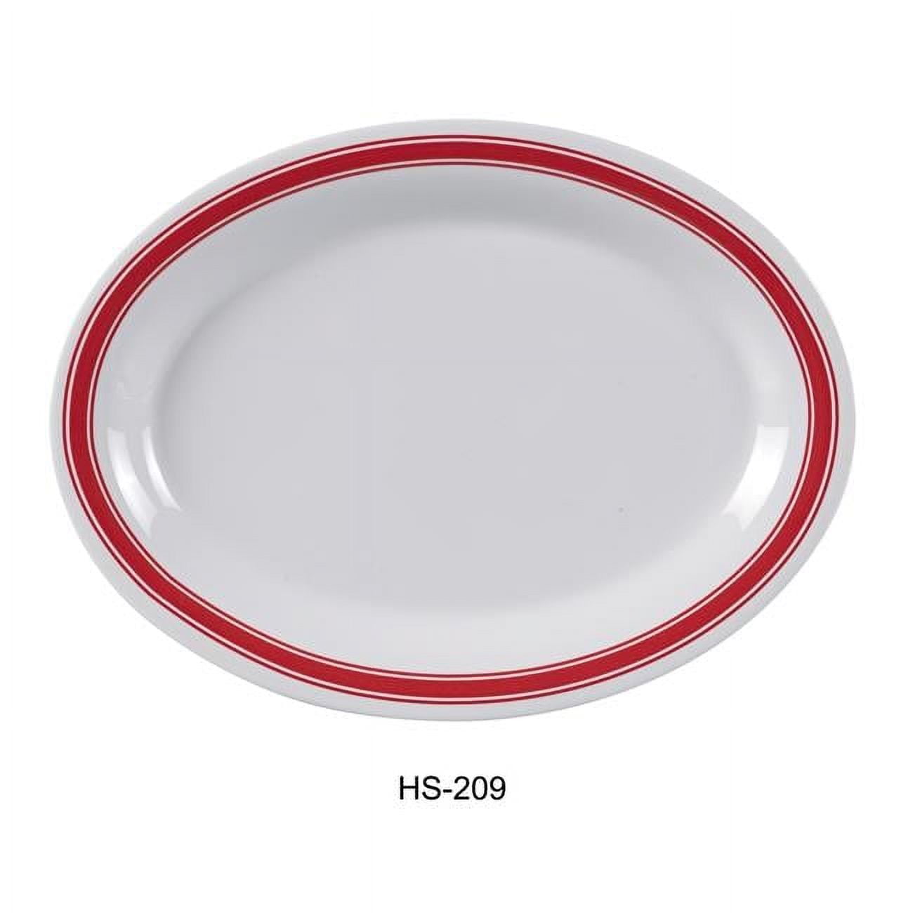 Houston Oval Platter - Melamine, White & Red Rim - 7.25 x 9.5 in ...
