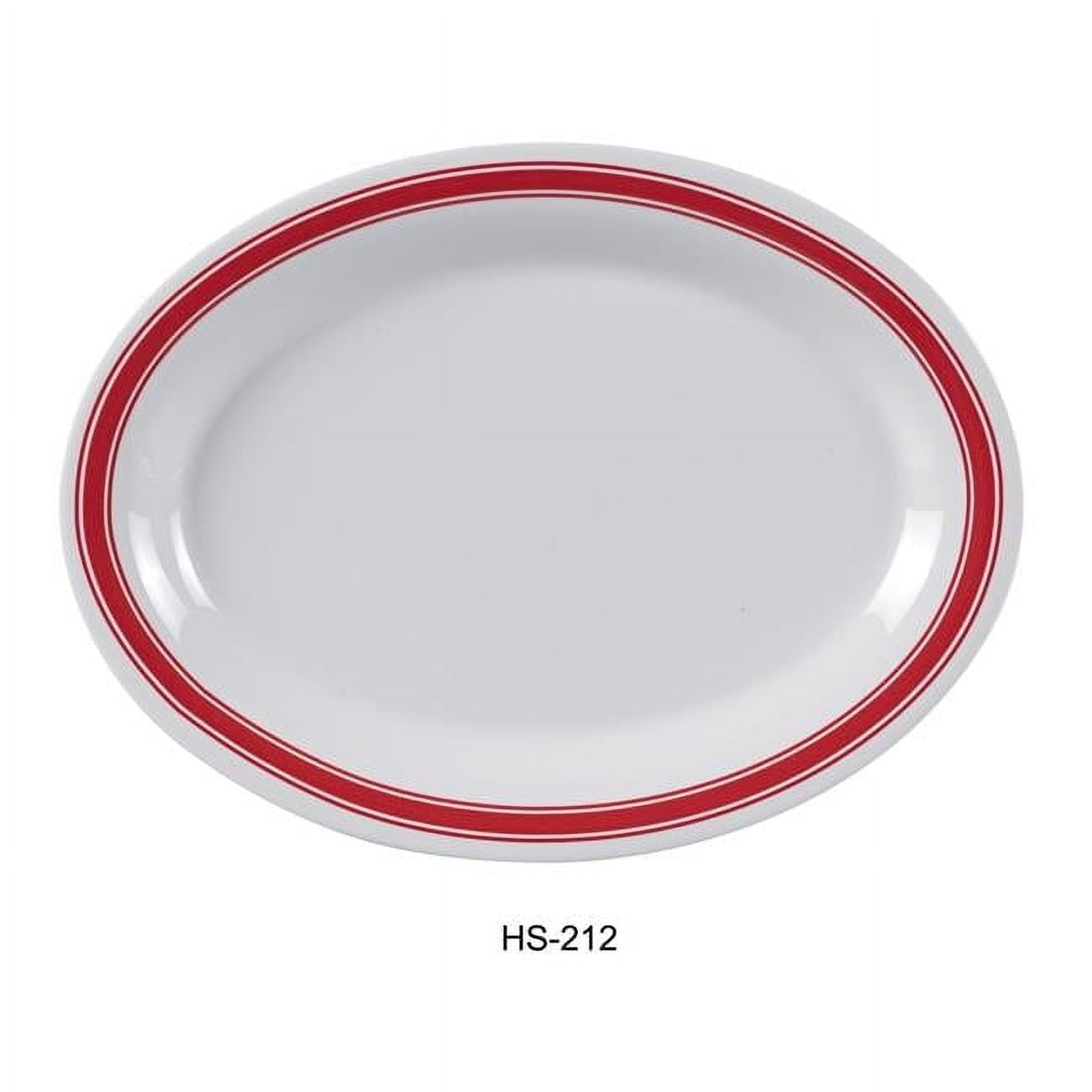 Houston Oval Platter - Melamine, White & Red Rim - 9 x 12 in. - Pack of ...