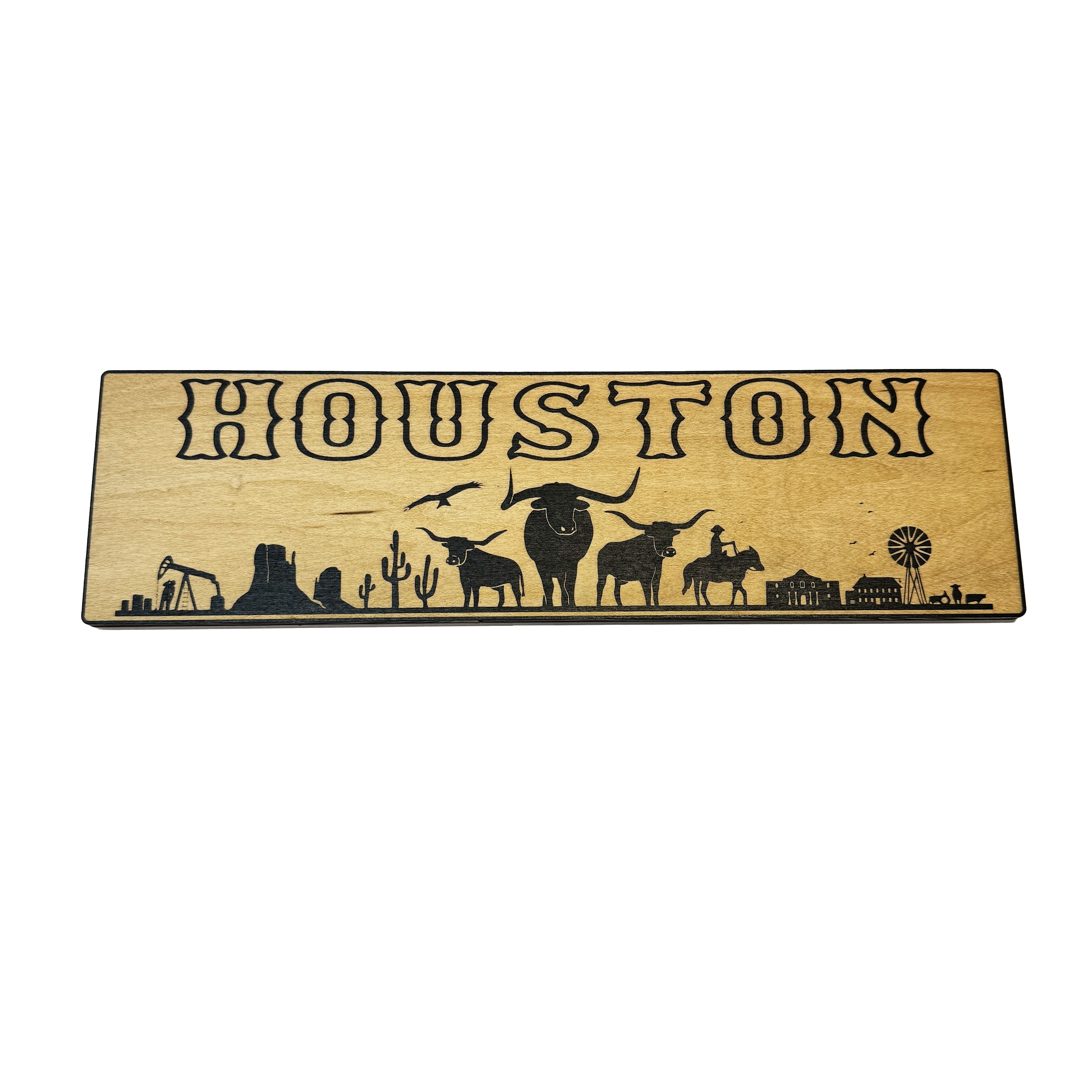 Houston Plaque with Landscape BLACK Sign 3x11 - Walmart.com