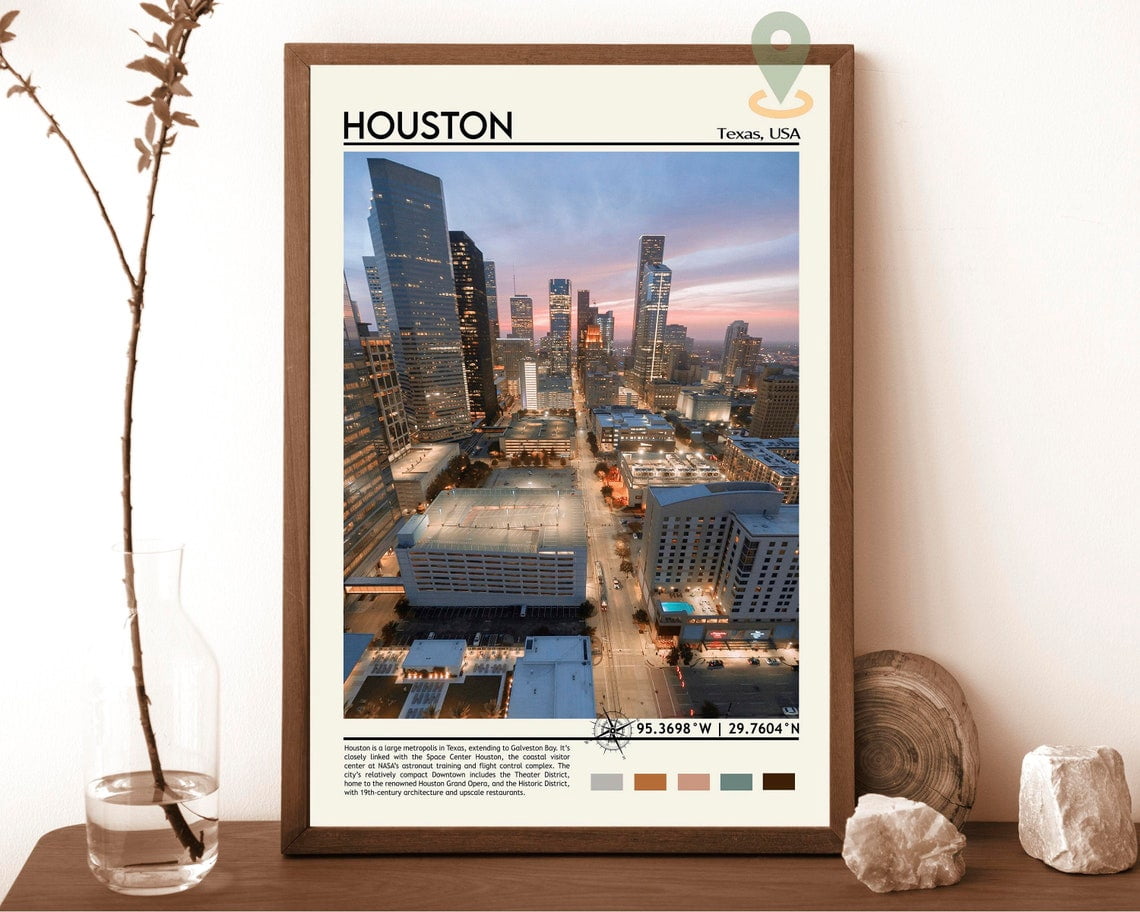 Houston Print, Houston Poster, Houston Wall Art, Houston Travel ...