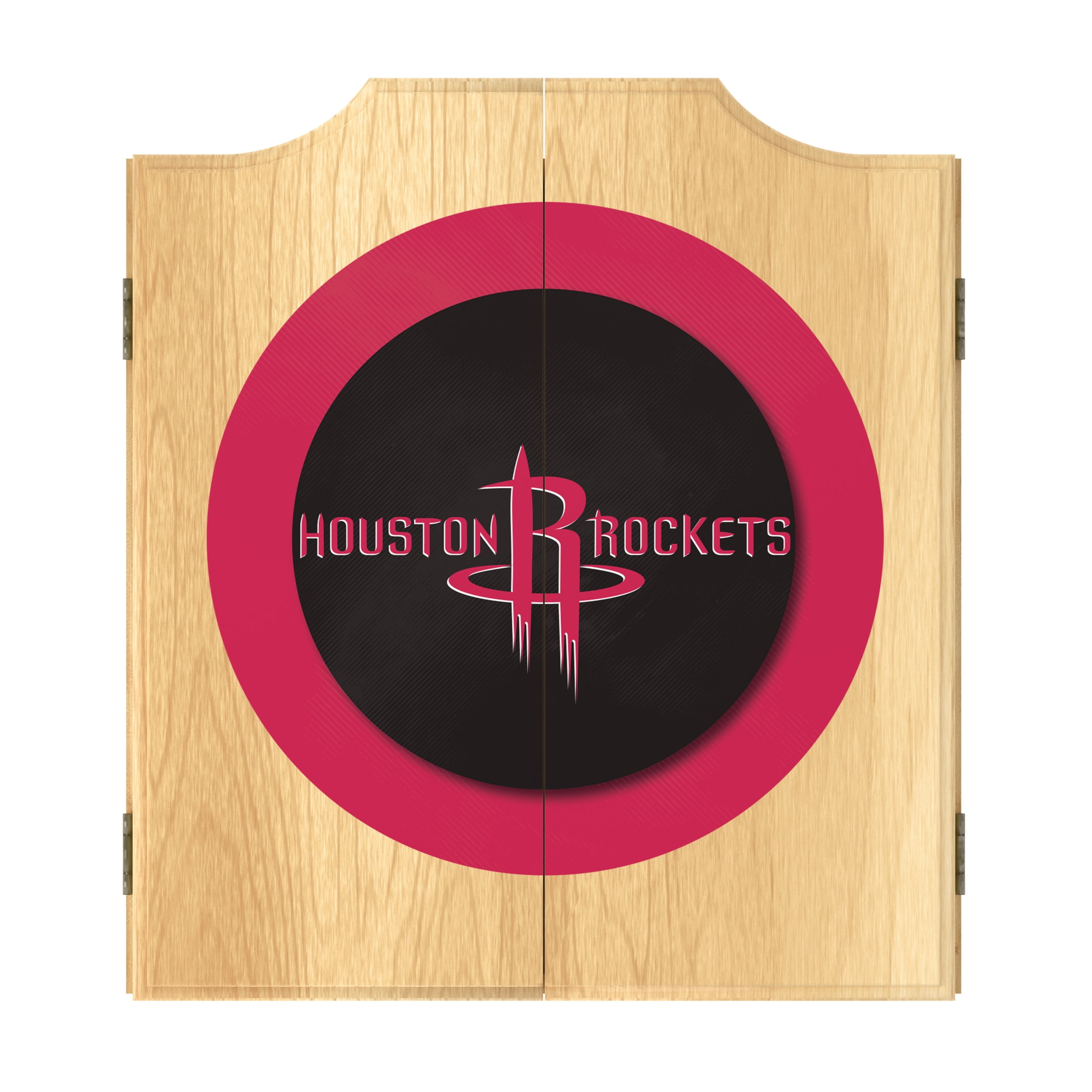 Houston Rockets Logo Dart Board Cabinet Set with 6 Steel Tip Darts ...