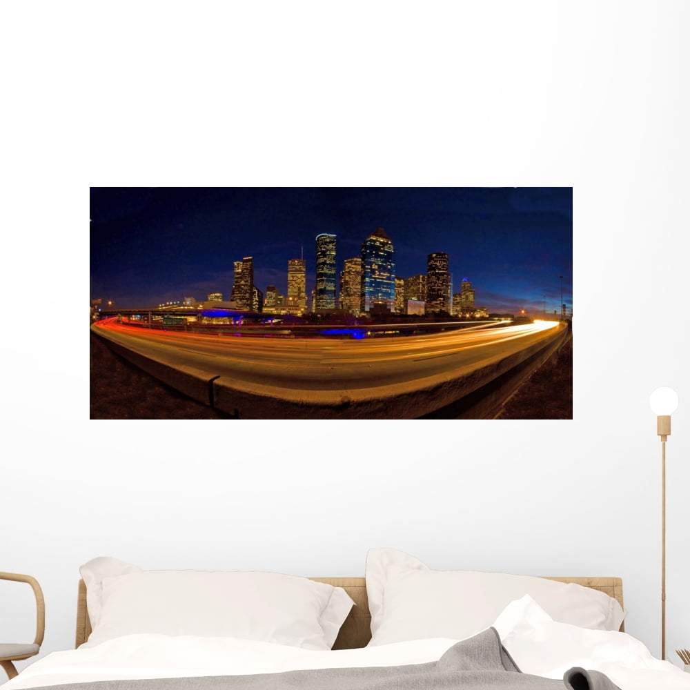 Houston Skyline after Sunset Wall Mural Decal Sticker, Wallmonkeys Peel ...