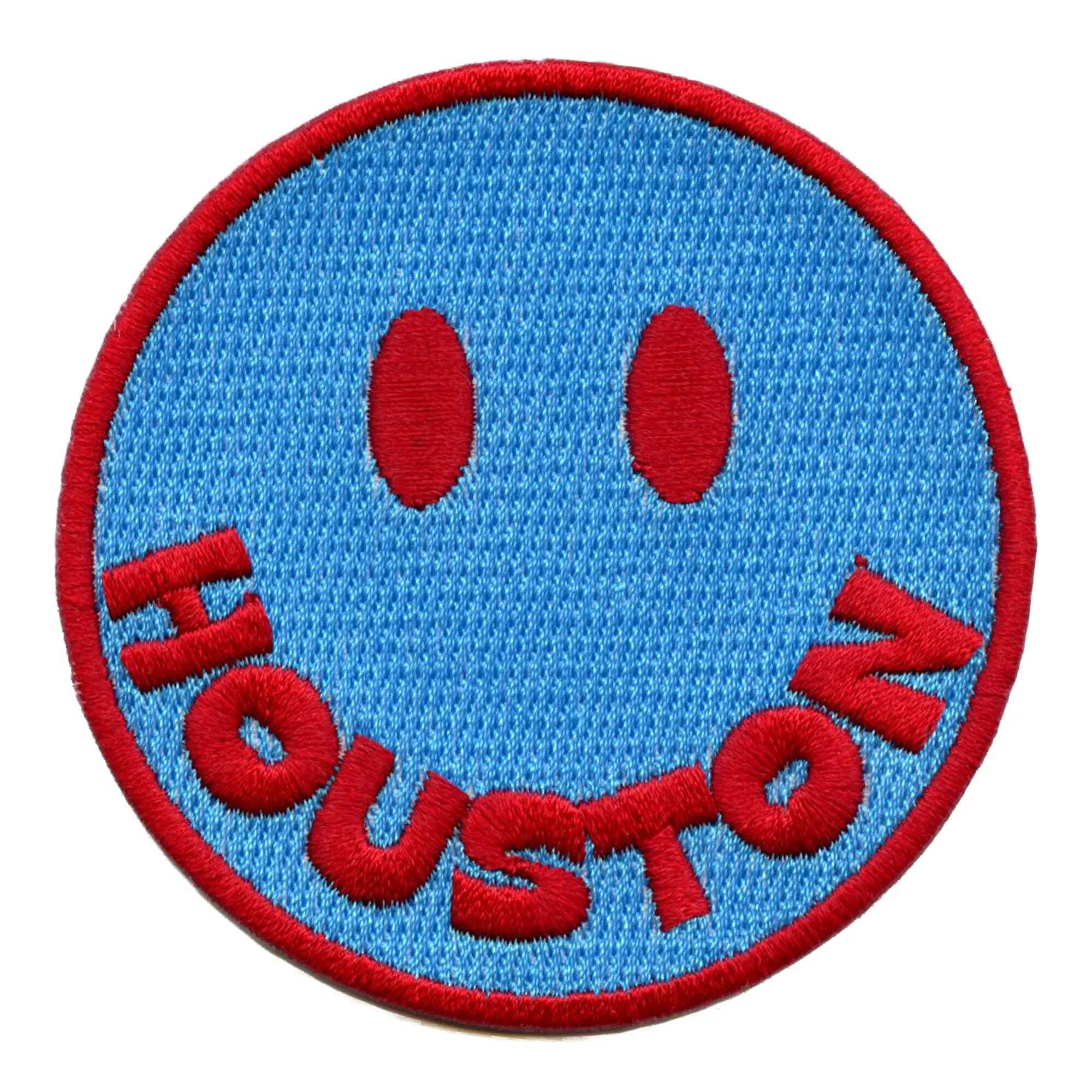 Houston Smiley Face Patch Blue/Red Emoji Embroidered Iron on - Walmart.com