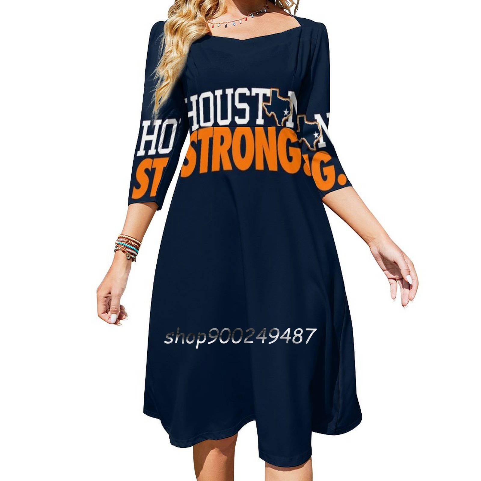 Houston Strong. Sweet Elegant Dress Women Korean Kawaii Square Collar ...