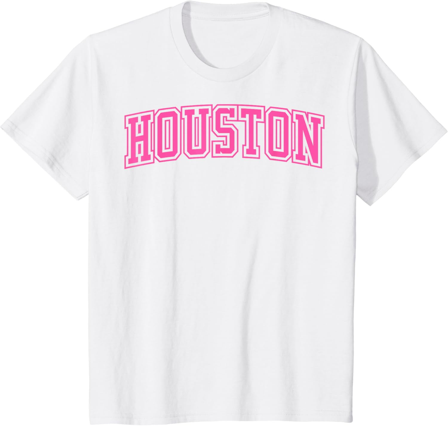 Houston TX Texas Varsity Style Space City Pink Outline T-Shirt ...
