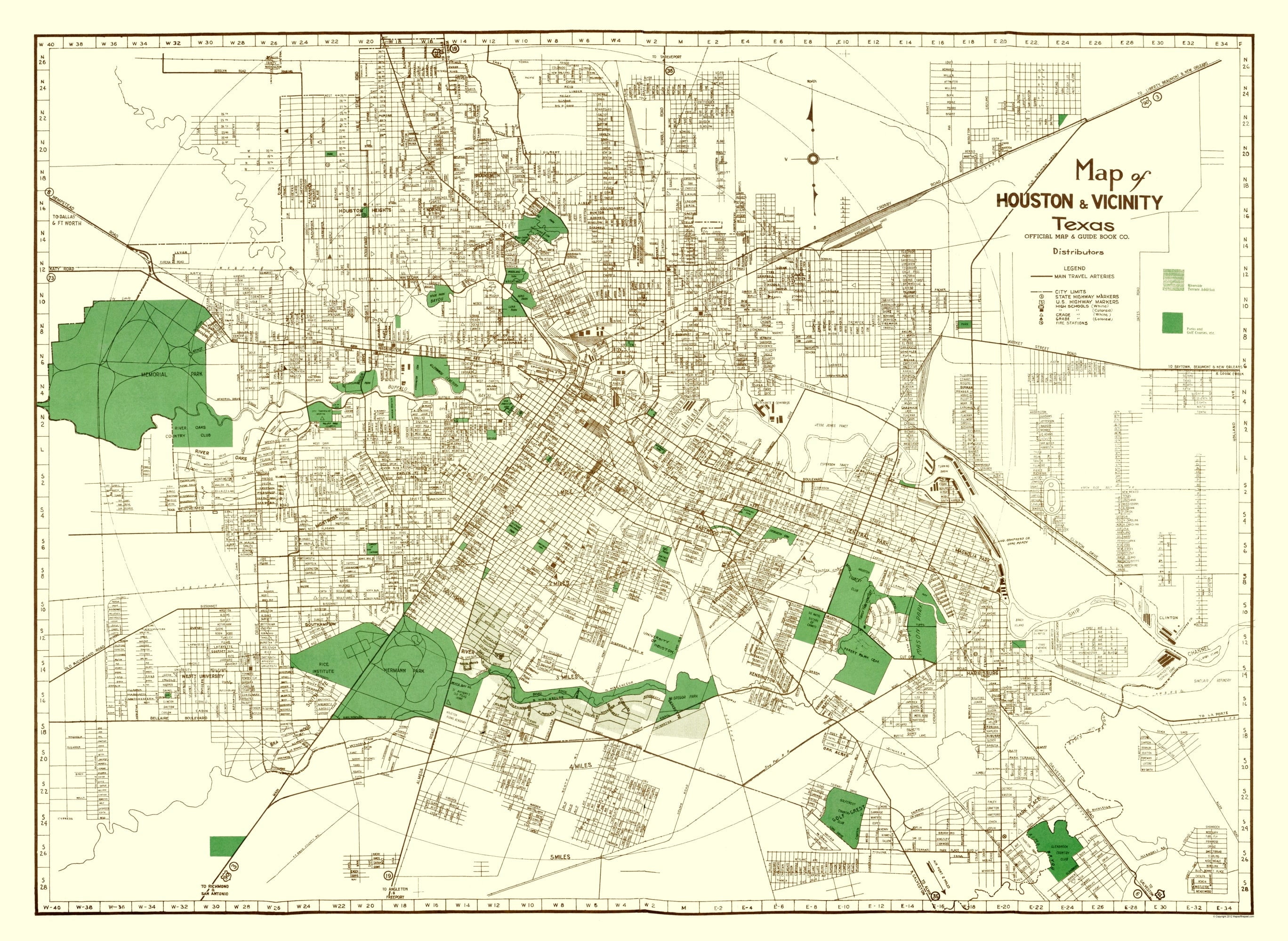 Historic City Map - Houston Texas - Evans 1937 - 23 x 31.46 - Vintage ...