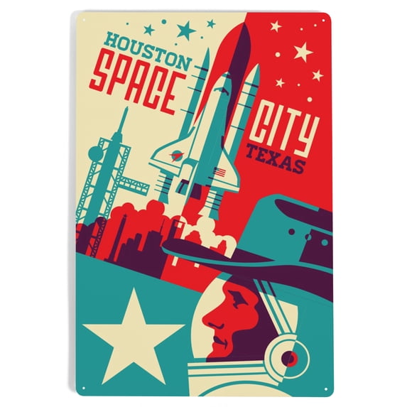 Houston, Texas, Space City, Vector (12x18 Aluminum Art, Indoor Outdoor ...