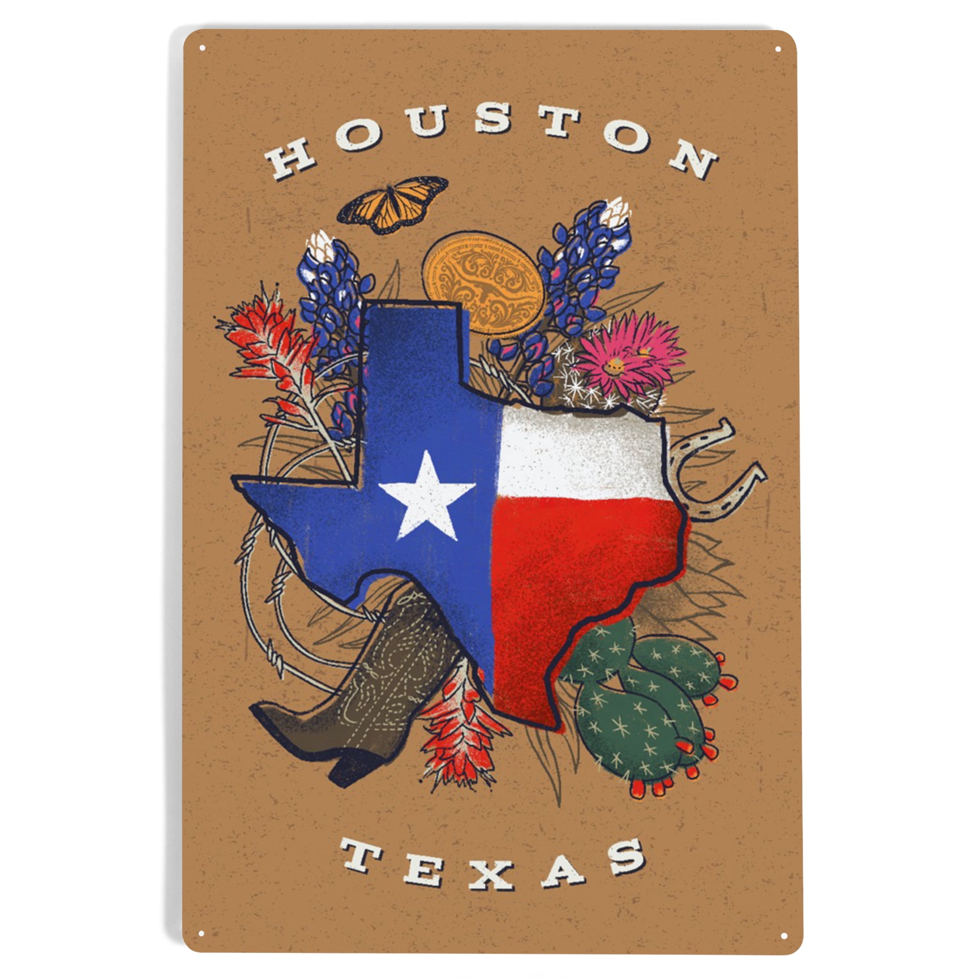 Houston, Texas, State Treasure Trove, State Series (12x18 Aluminum Art ...