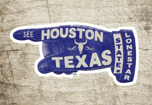 Houston Texas Vintage Travel Sticker Decal Lonestar Laptop Bumper Phone ...
