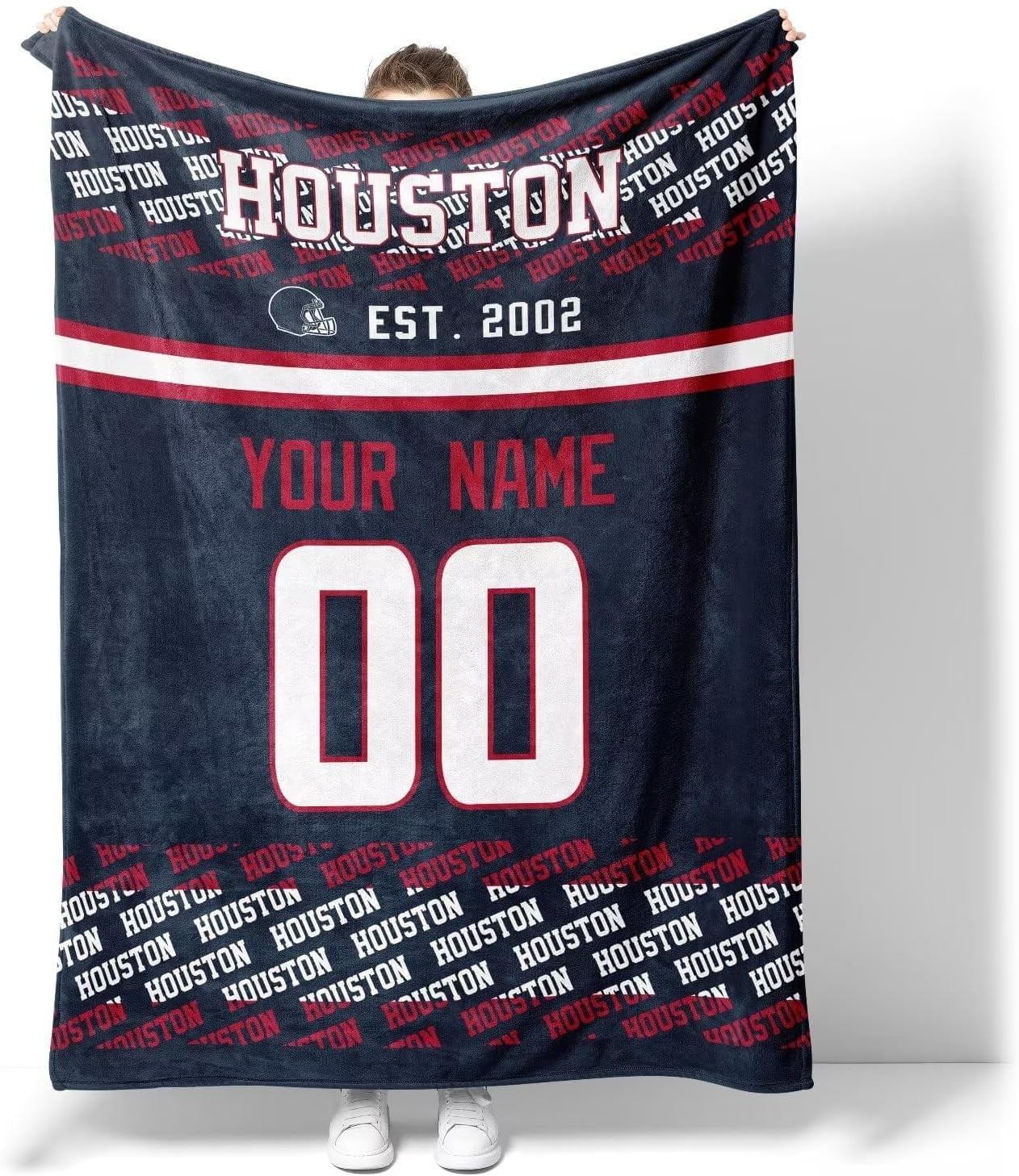 Houston Throw Blanket Custom Name and Number Blanket for Men Women Boy ...