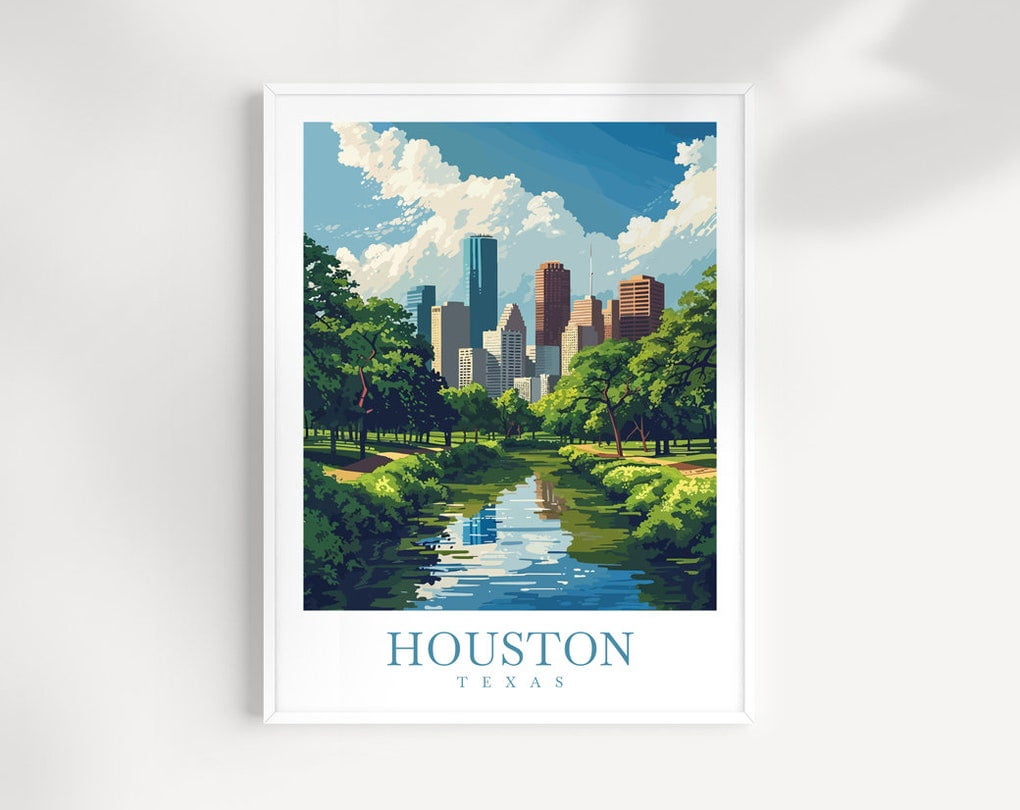 Houston Travel Print Wall Art Texas Wall Hanging Home Décor Houston ...