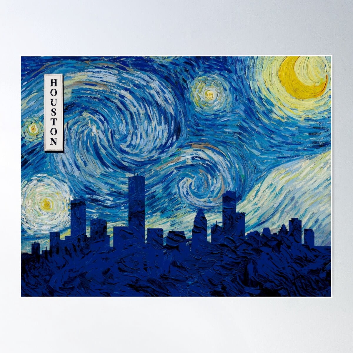 Houston Van Gogh Starry Night Poster Wall Art, Modern Wall Decor For ...