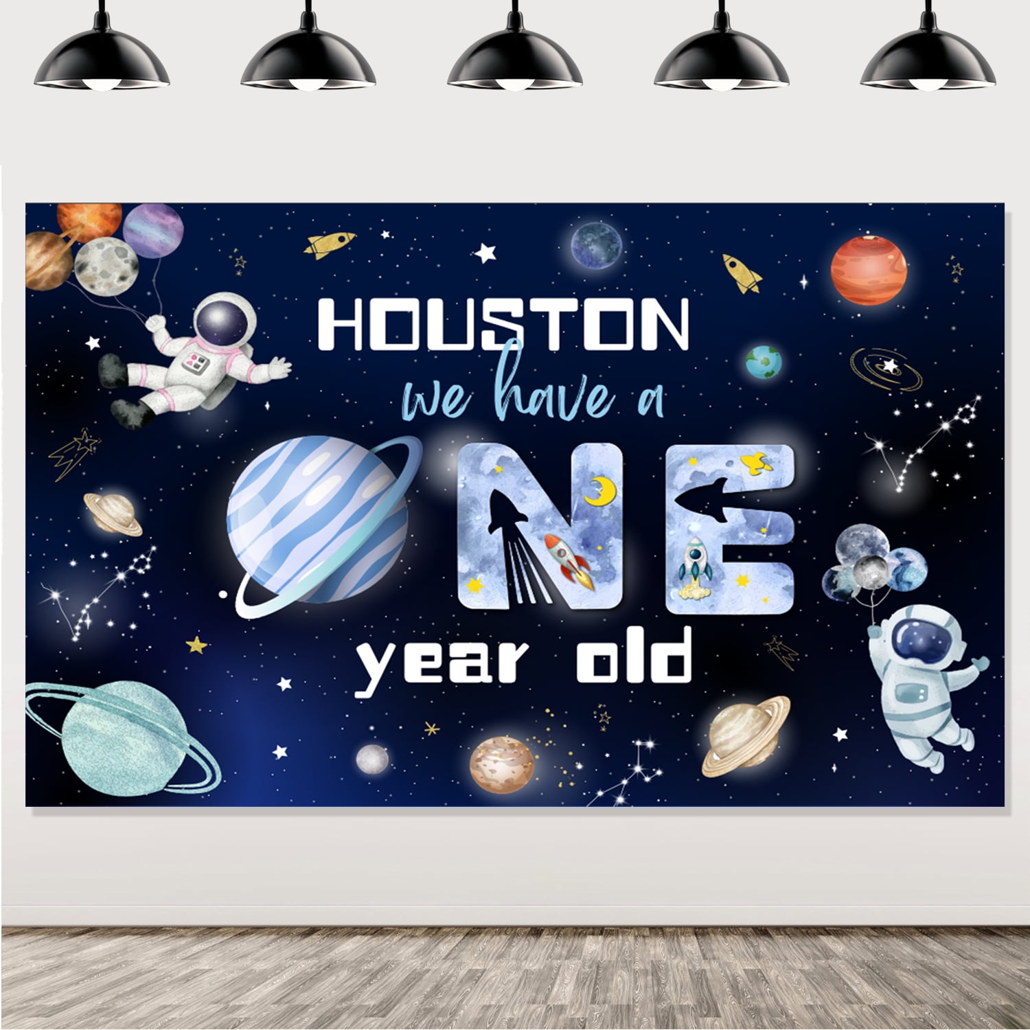 1st Birthday- Outer Space Theme Backdrop, Love You to the Moon & Beyond ...