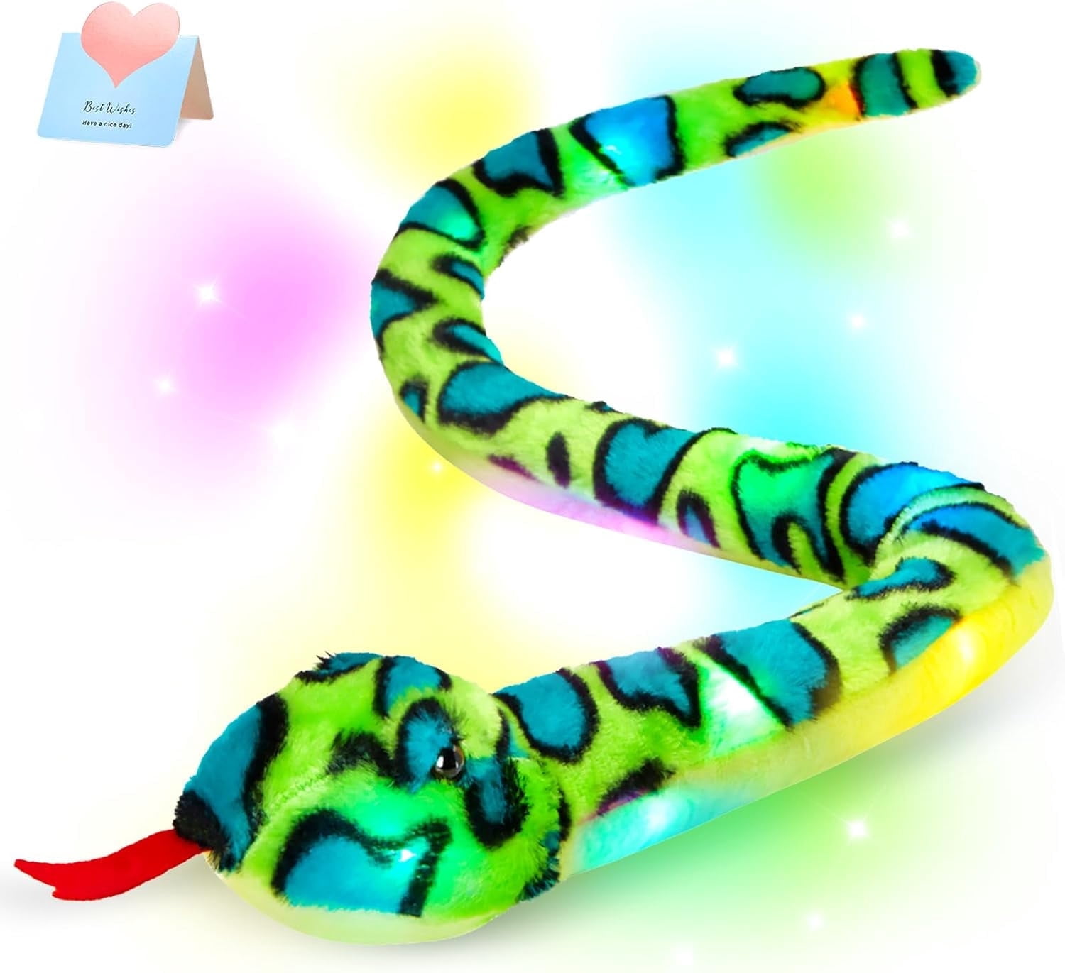 Houwsbaby 40'' Green Realistic Light Up Snake Stuffed Animal Snake ...