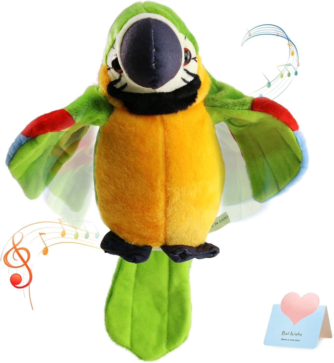 Houwsbaby 9'' Green Electronic Musical Talking Parrot Plush Toy ...