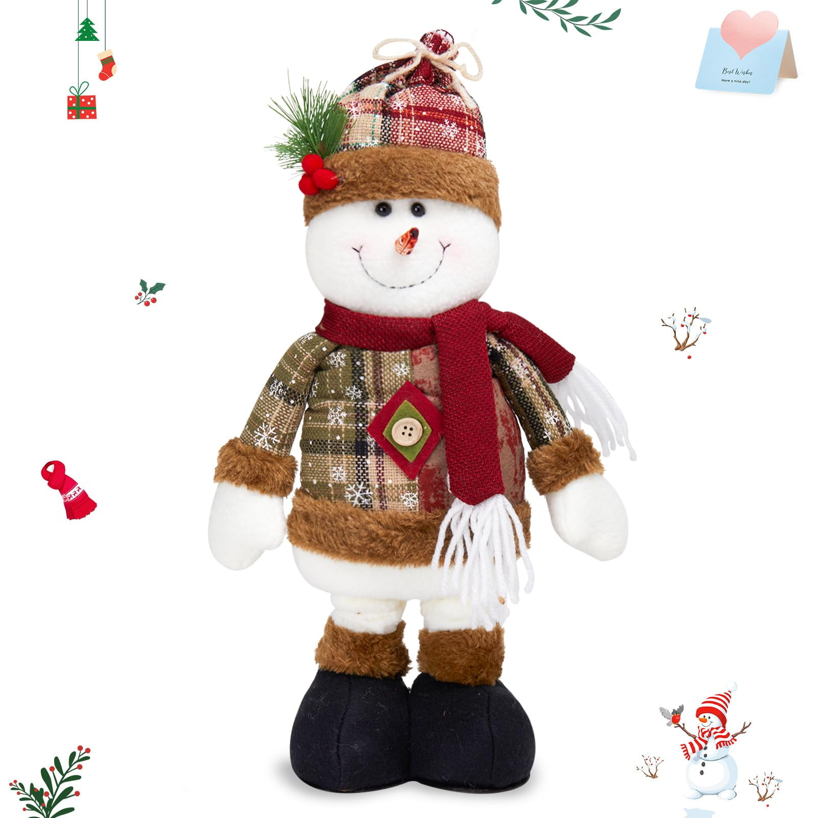 Houwsbaby Christmas Snowman Decoration with Adjustable Legs, Christmas ...