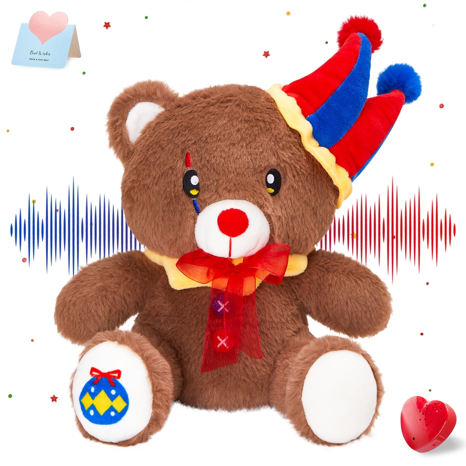 Houwsbaby Heartbeat Recordable Teddy Bear Plush Toy, Voice Recording ...