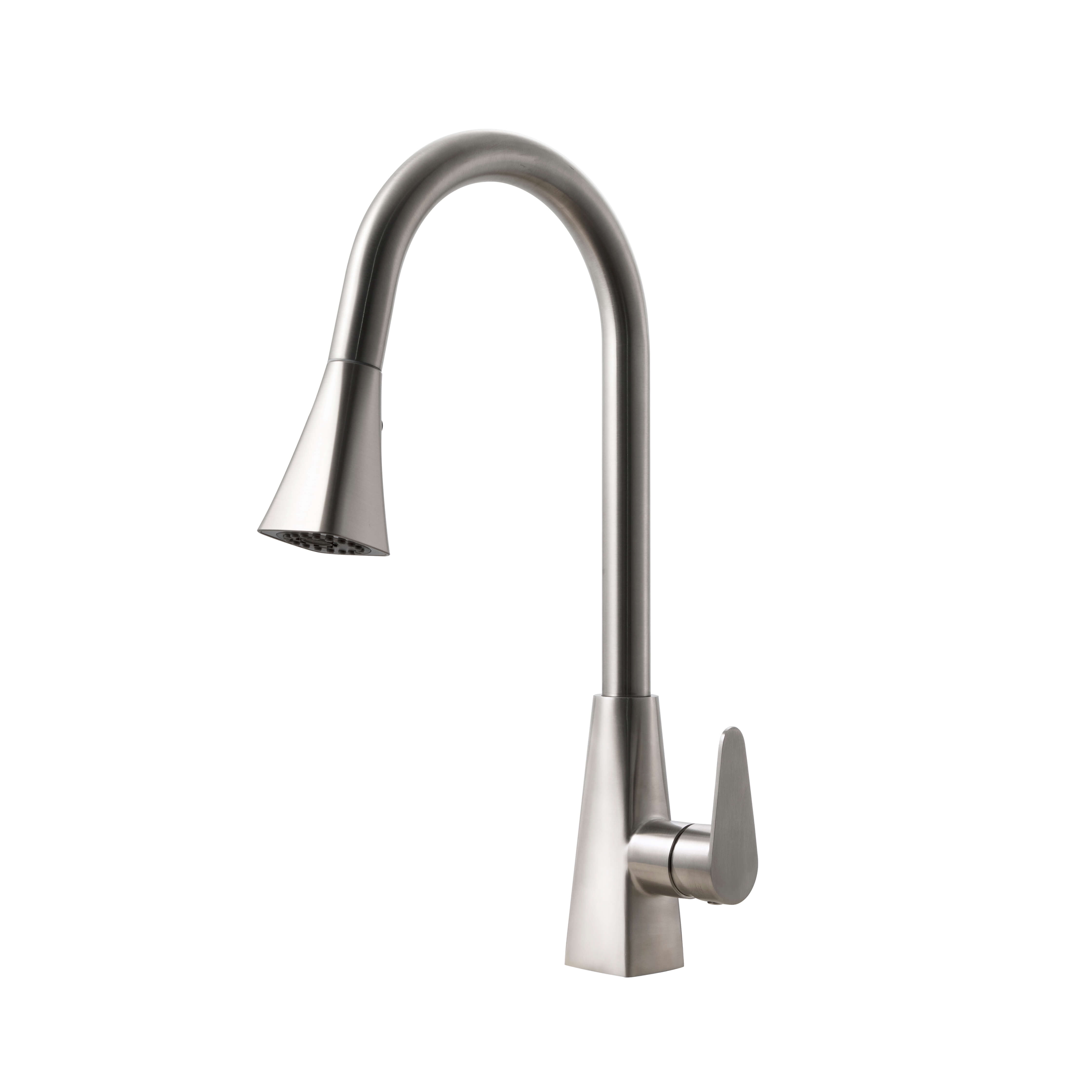Houzer CAT-172-BN Single Hole Kitchen Faucet with Solid Stainless Steel ...