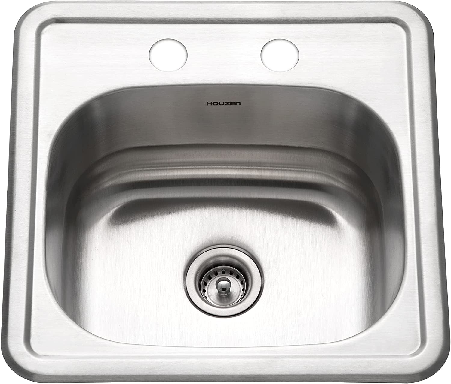 Houzer Hospitality 15 inch Stainless Steel 6 inch Deep Topmount 2-hole ...