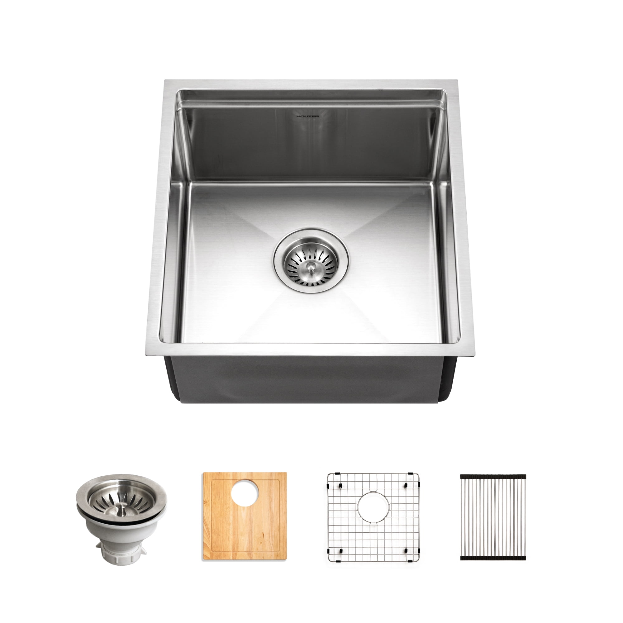 Houzer Novus 17 in Stainless Steel Undermount Single Bowl Workstation ...