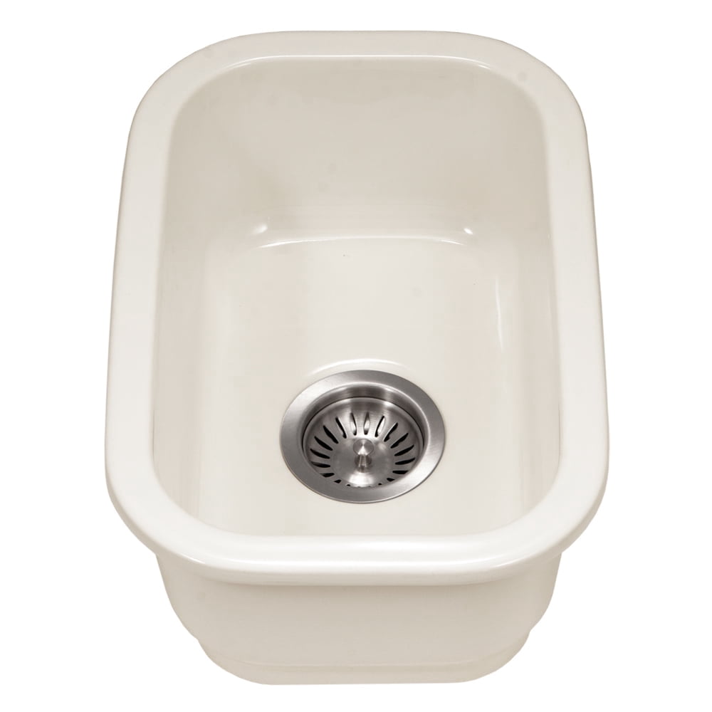 Houzer Platus 13 inch Biscuit Fireclay Undermount Single Bowl Bar Sink ...