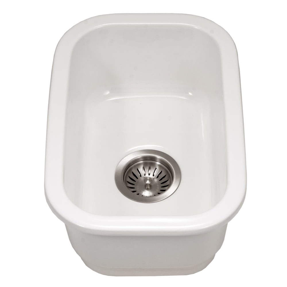 Houzer Platus 13 in White Fireclay Undermount Rectangle Single Bowl Bar Sink - PTB-1318 WH ...