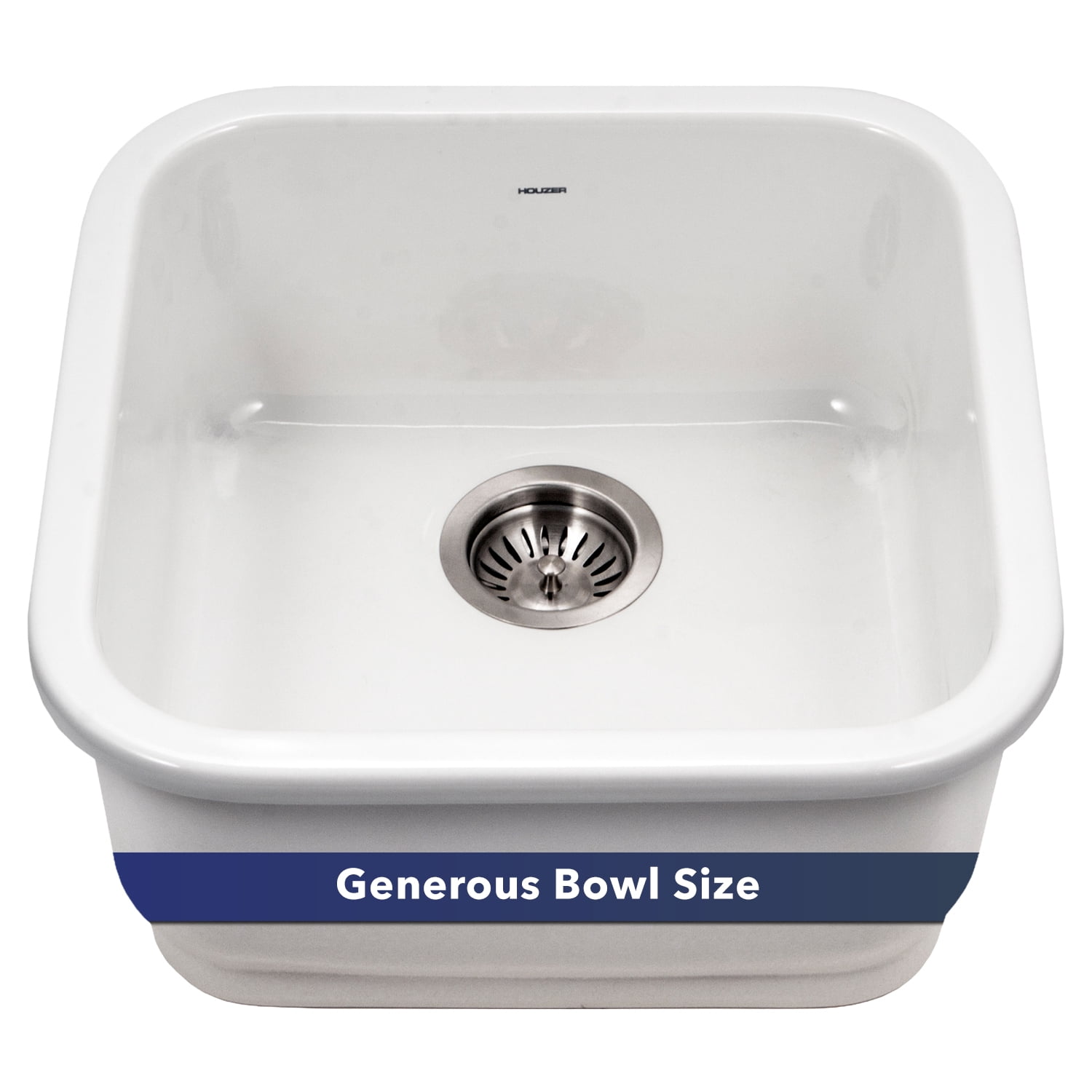Houzer Platus 19 in White Fireclay Undermount Square Single Bowl Bar ...