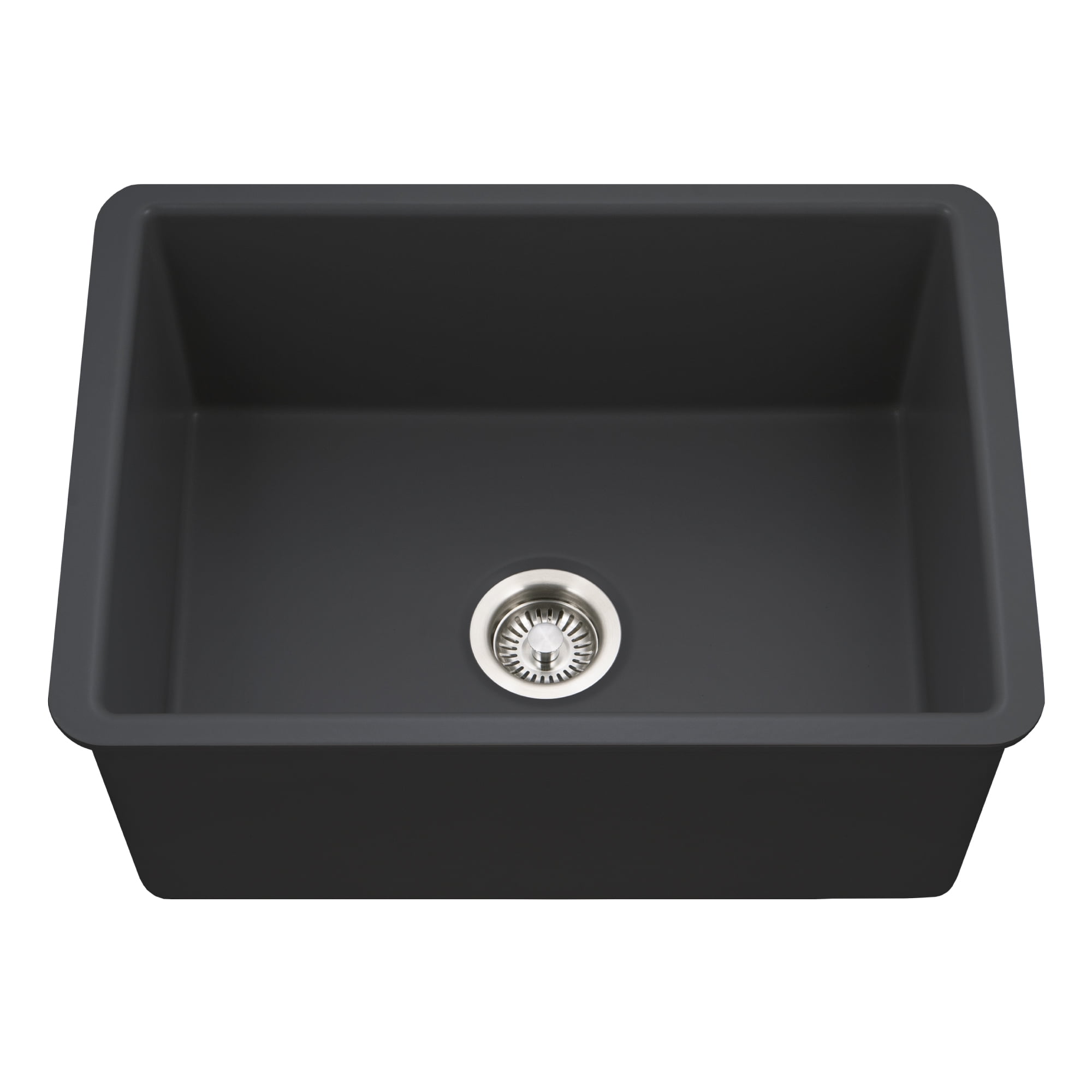 Houzer Platus 26 in Black Fireclay Undermount Square Single Bowl ...