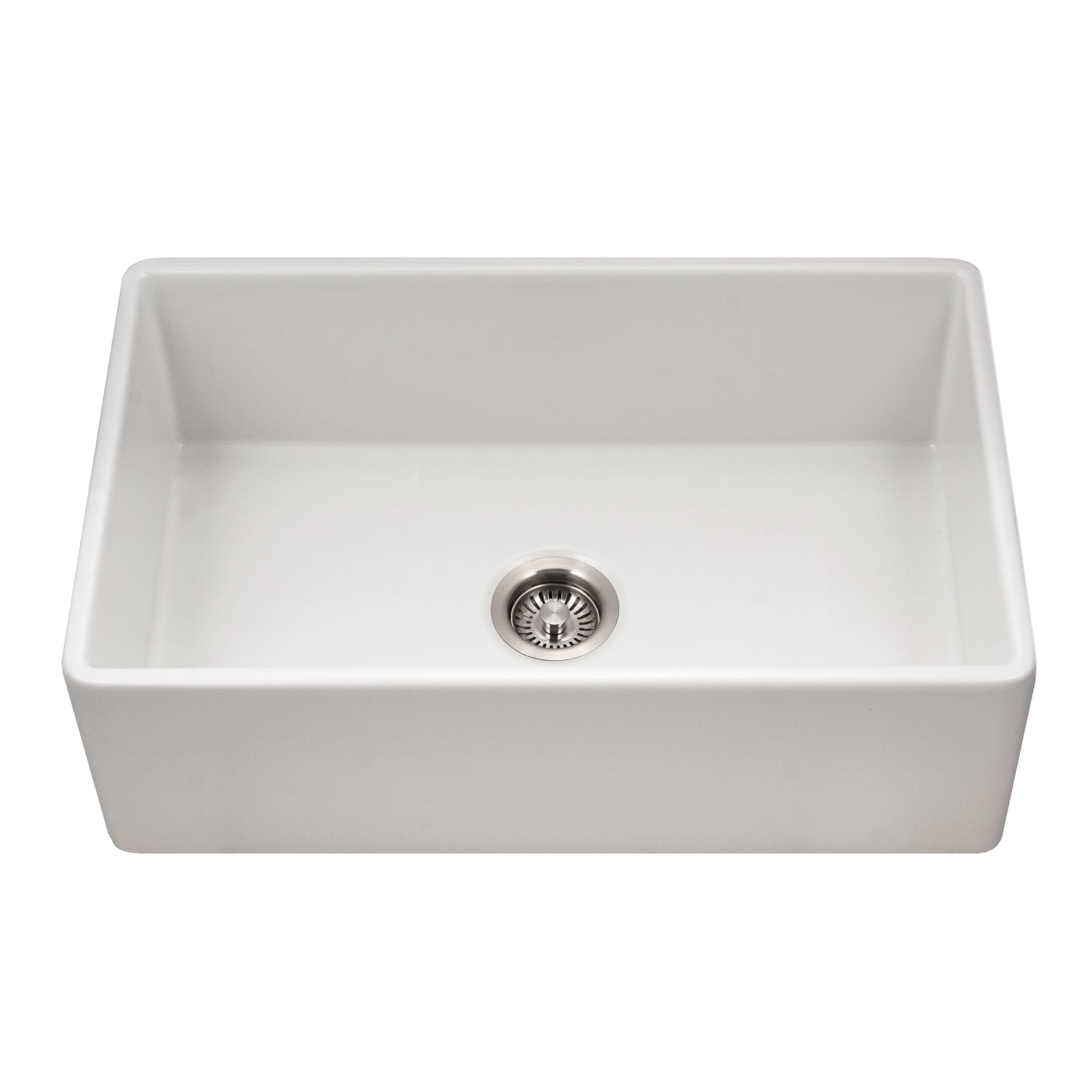 Houzer Platus 30 in White Fireclay Apron Front Farmhouse Single Bowl Kitchen Sink - PTS-4118 WH ...