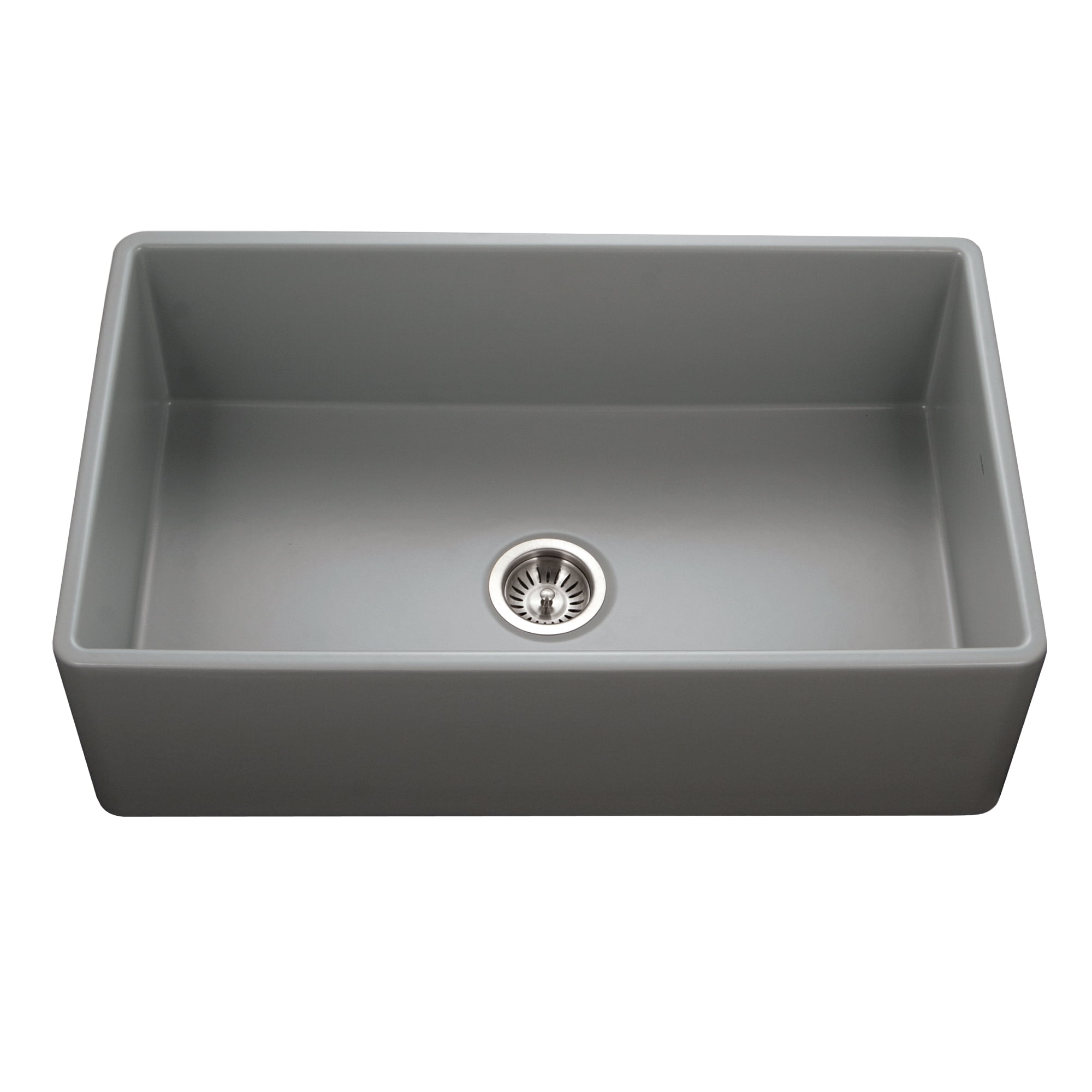 Houzer Platus 33 in Gray Fireclay Apron Front Farmhouse Single Bowl Kitchen Sink - PTG-4300 GR ...