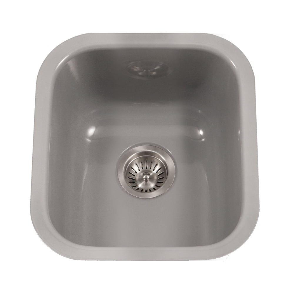 Houzer Porcela 17 in Slate Porcelain Enamel Steel Undermount Single Bowl Bar Sink - PCB-1750 SL ...